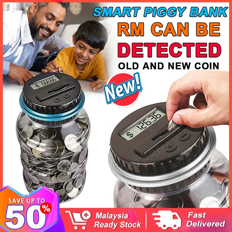 Cute Tabung Budak Digital Piggy Bank Coin Bank Malaysia Syiling Clear ...