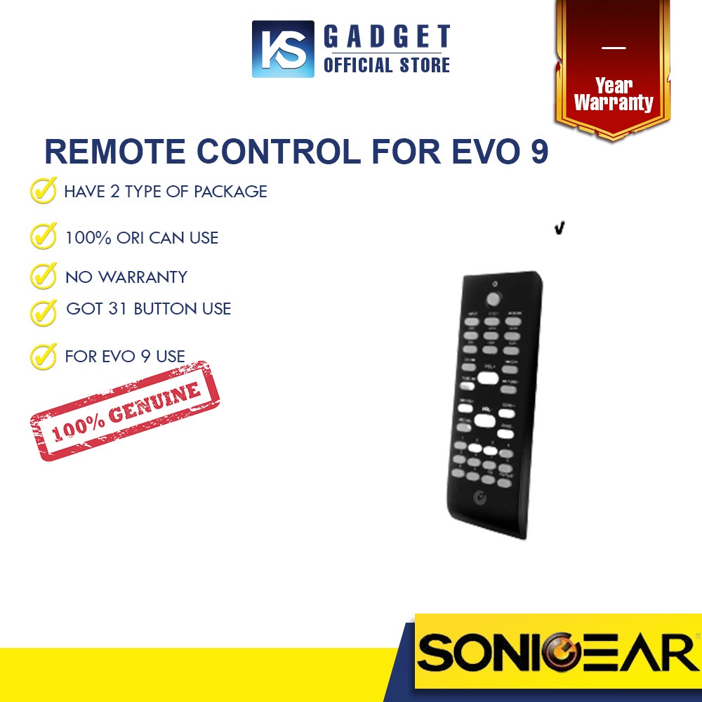 SONICGEAR EVO 9 / Titan 11 REMOTE CONTROL / Titan 9 REMOTE CONTROL/PACK ...