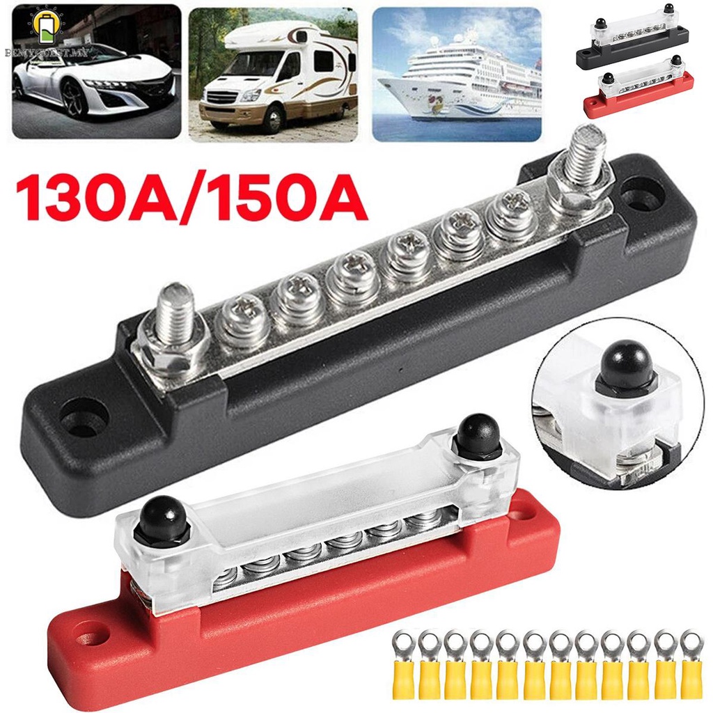 6 Way Bus Bar Terminal Block 300V AC/48V DC 130A AC/150A DC Power ...