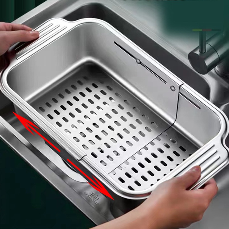 Adjustable Dish Stainless Steel Sink Drain Basket Telescopic Drain Rack ...