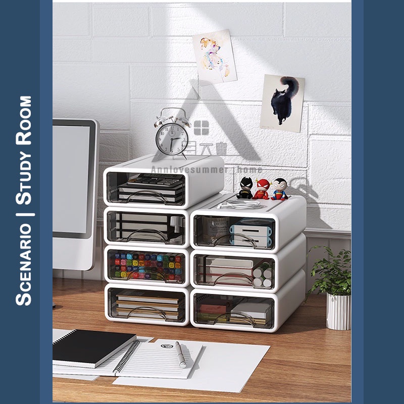 【𝗔𝗦𝗛】Muji White/Colour 🔥Stackable Desk organizer Table Desktop Drawer ...