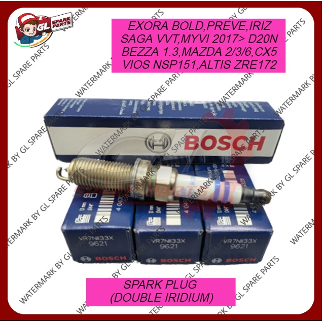 BOSCH DOUBLE IRIDIUM SPARK PLUG PROTON EXORA BOLD IRIZ SAGA VVT MYVI ...