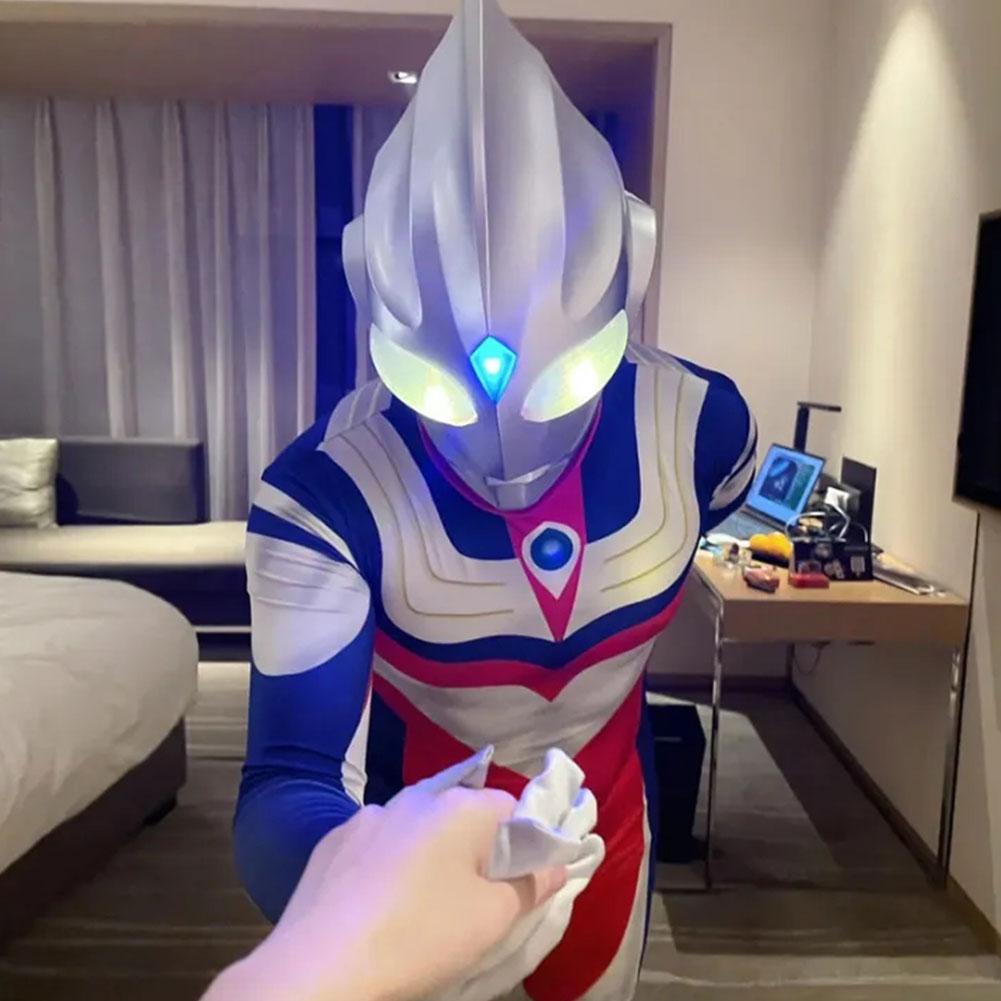DIGA Ultraman Toy Helmet With Light Wearable Full Face Luminous Mask ...