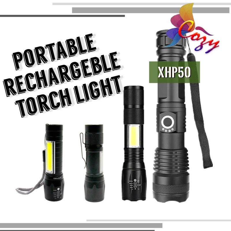 CLIP/STRAP/X51005/P50 3 Mode Rechargeable Waterproof LED Torch Light XPE COB USB Charge Bright ...