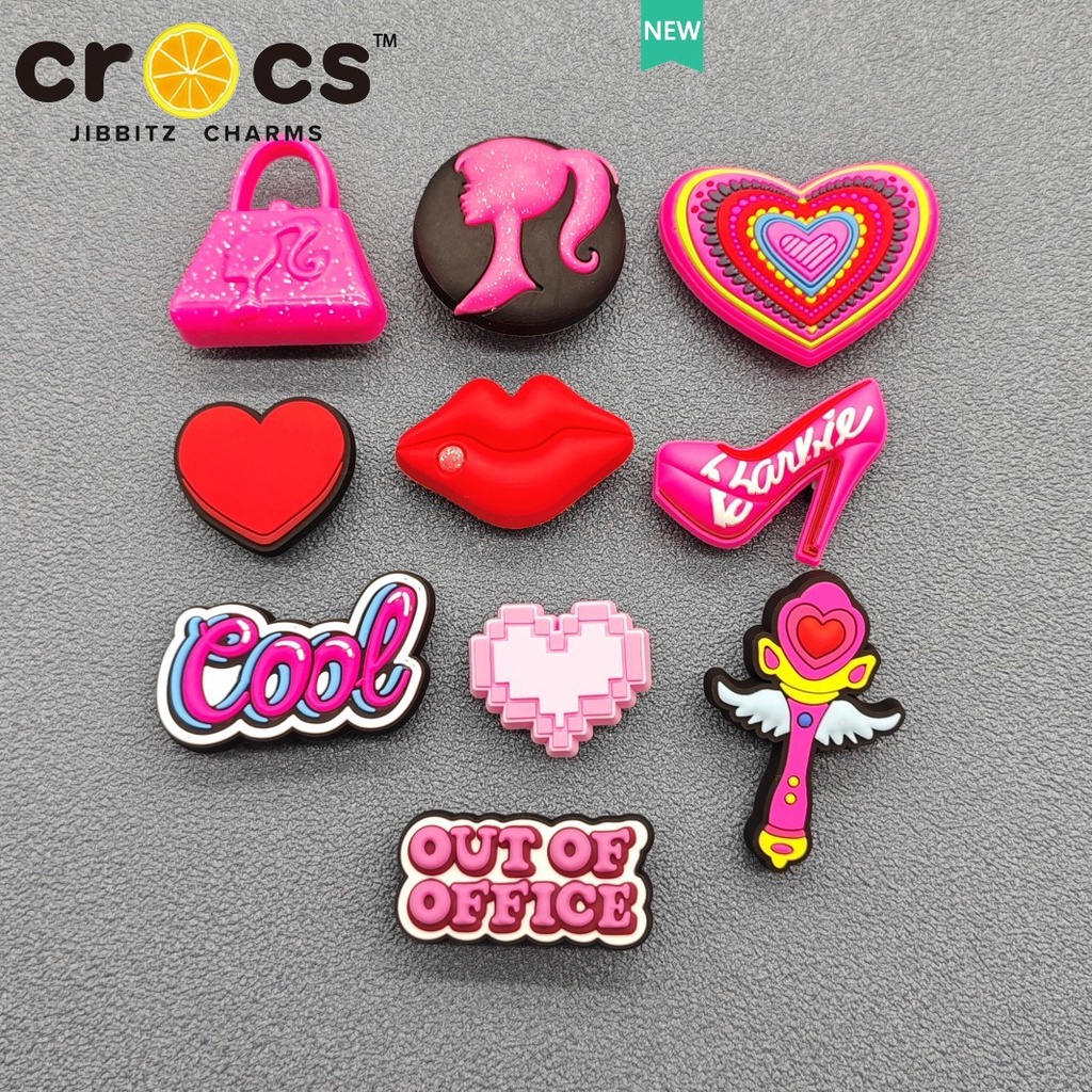Barbie Jibbitz crocs charms Shoe Buckle Hole Shoe Accessories Pink Girl ...