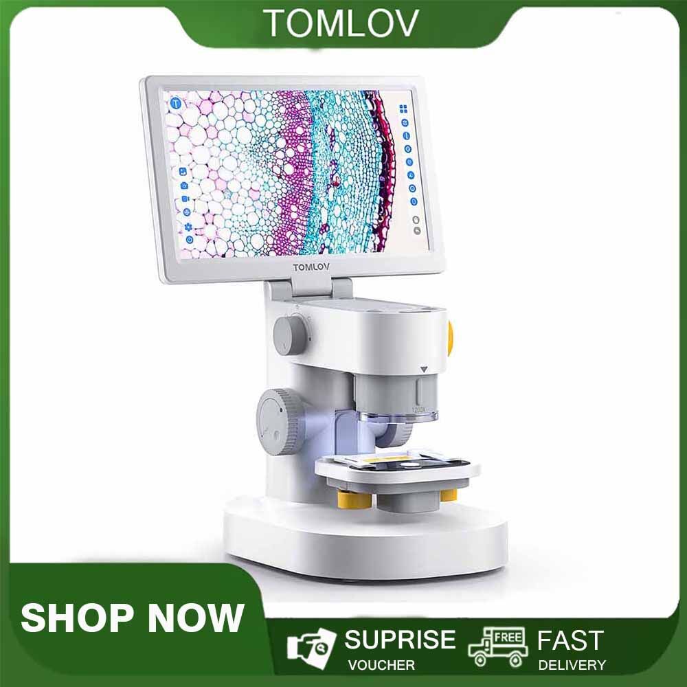 TOMLOV DM301 Biological Microscope 1200X with 9'' IPS Touchscreen ...