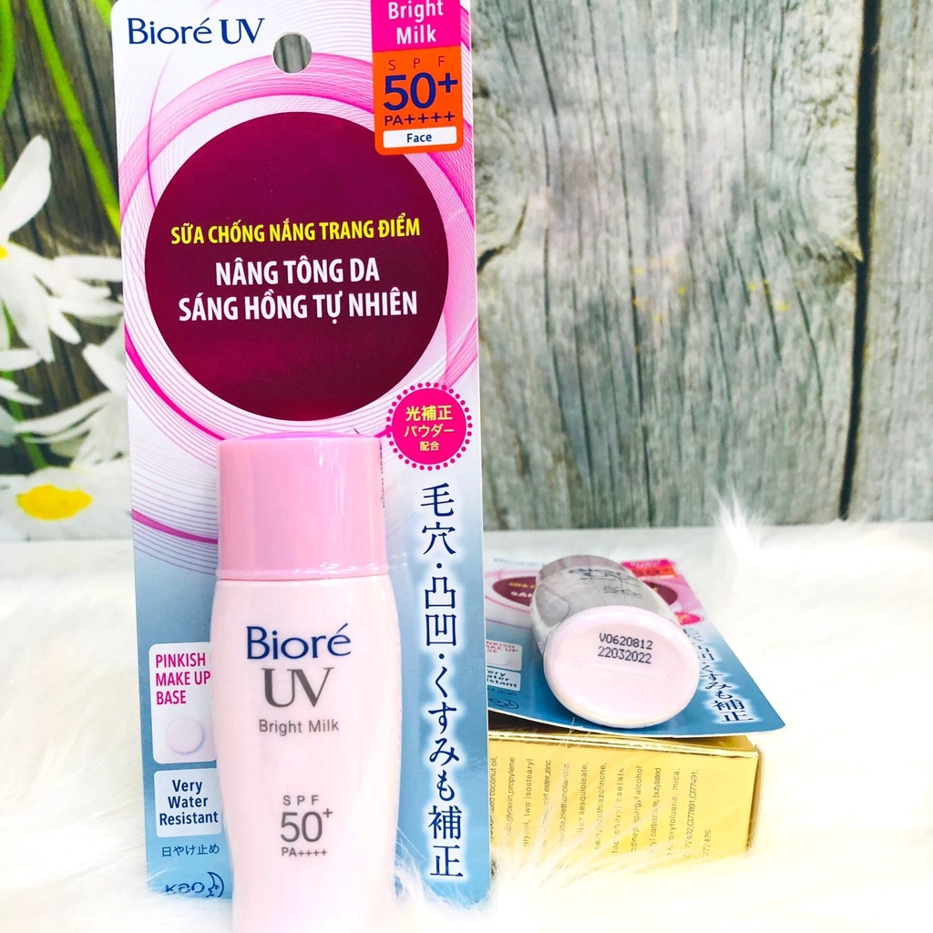 Genuine Biore UV Bright Milk 50 SPF 30ml Sunscreen for Pink and White ...
