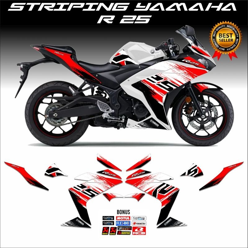 Striping/sticker Yamaha R25 Livery Graphic R25/Decal Sticker Motorcycle ...