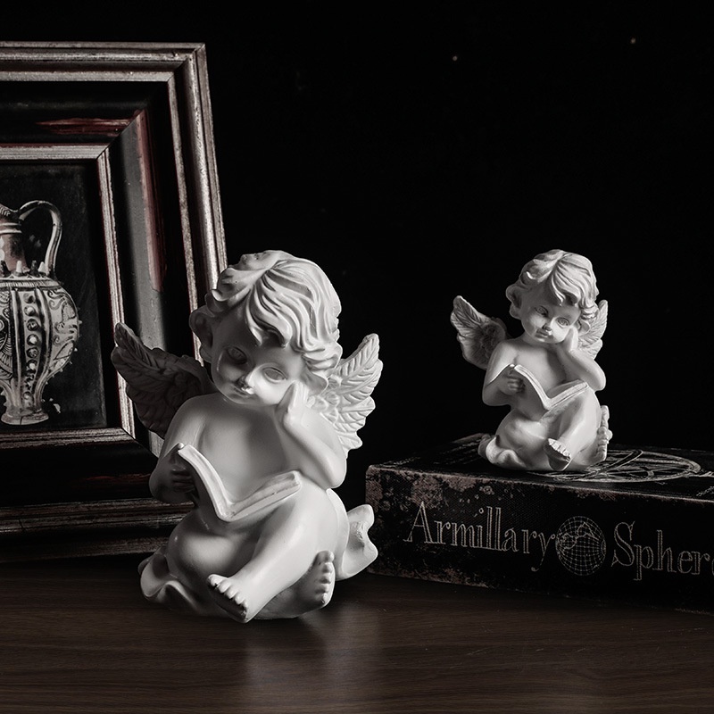 Resin White Angel Statue Figurine Garden Sleeping Statue Sculpture ...
