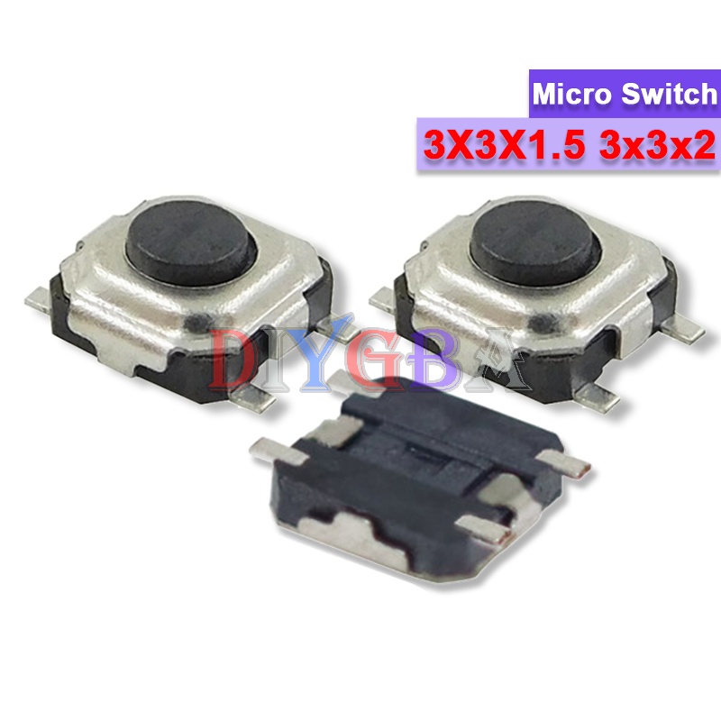 50PCS 3X3X1.5 3x3x2 100% New SMD Micro Switch Tactile Mini Push Button ...