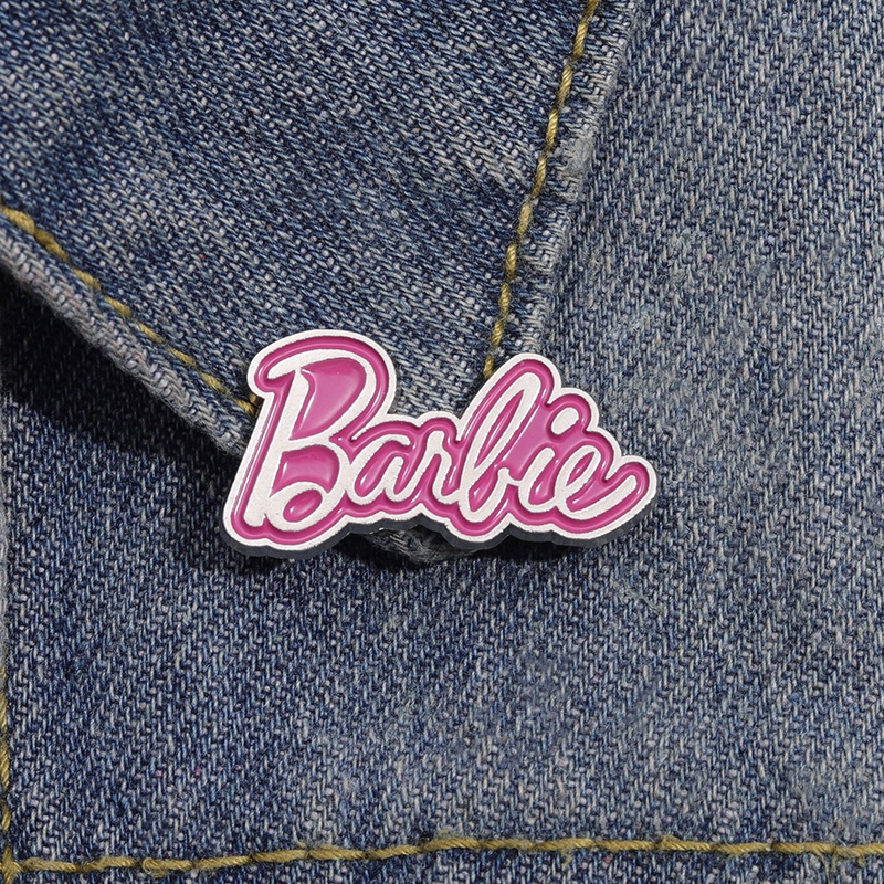 Pink Barbie Doll Brooch English Metal Backpack Enamel Badge Gift ...