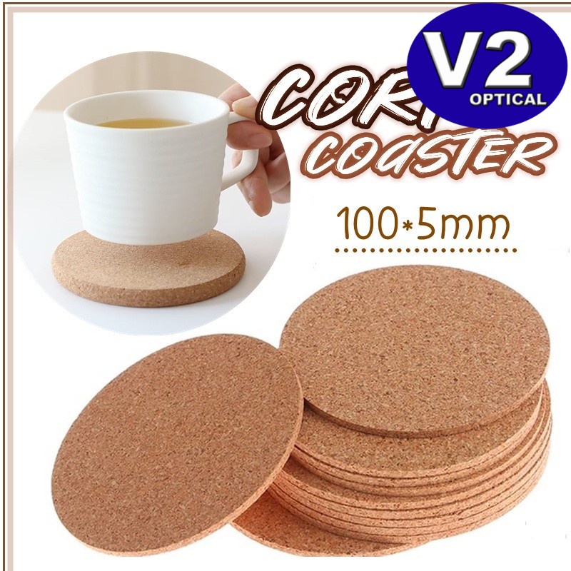 (1 PCS) Natural Cork Coaster Round Mats Heat Trivet Wood Cup Plate ...