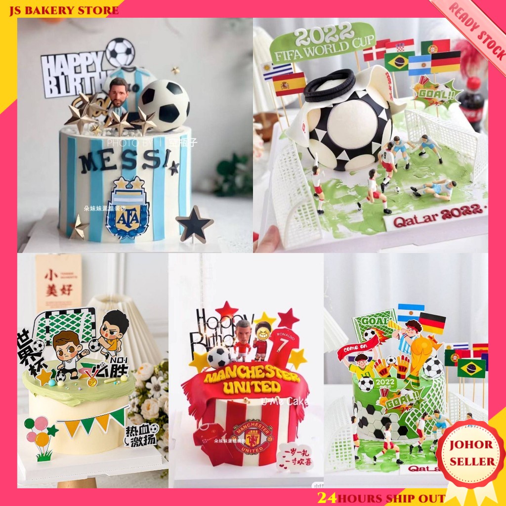 【JS Bakery Store】Football Star Messi CR7 Fifa World Trophy Cake Topper ...