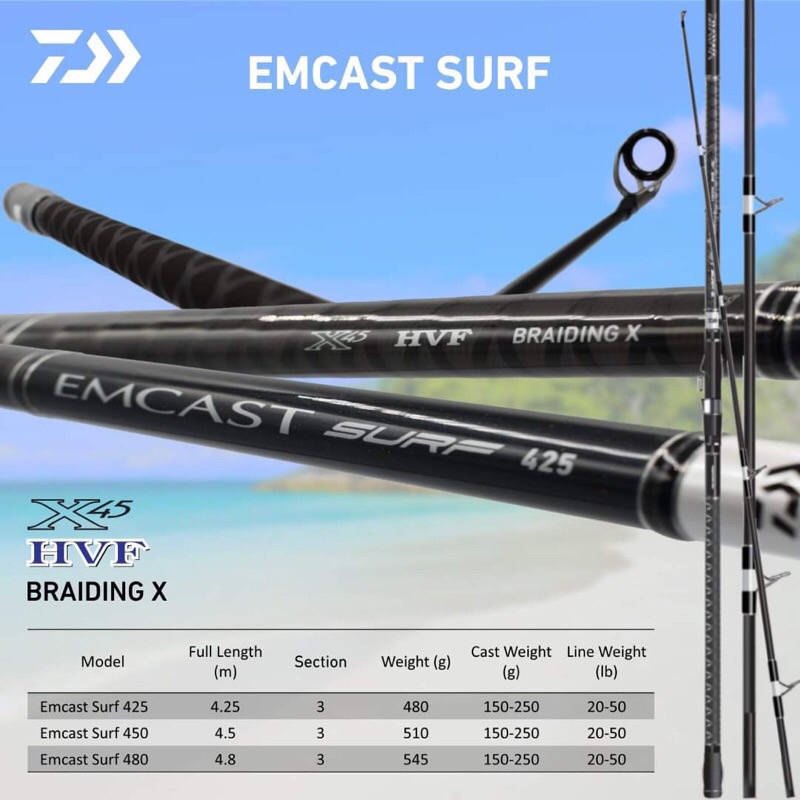 DAIWA EMCAST SURF SPINNING 425/450/480 ROD | Shopee Malaysia