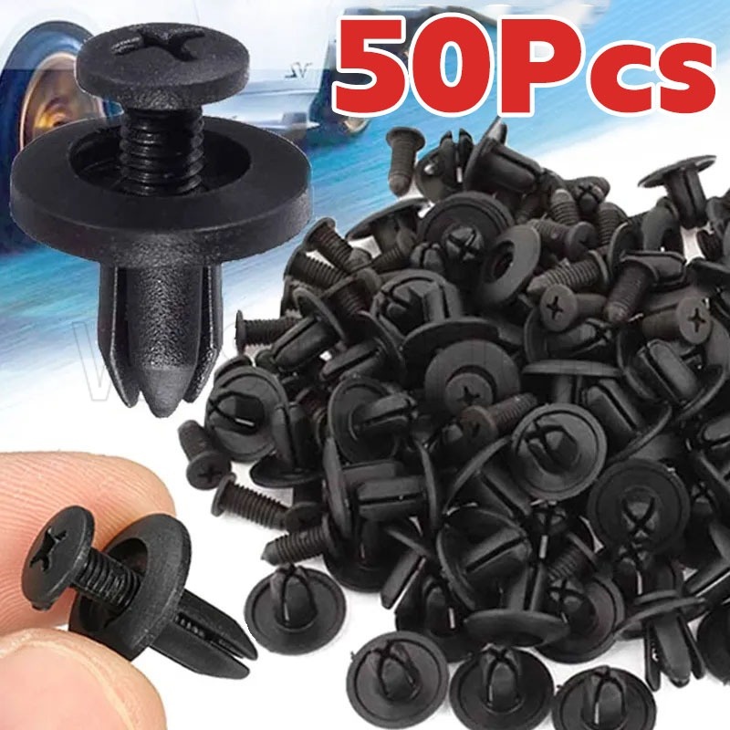 50Pcs Car Rivets Fasteners Push Clips / 8mm Hole Car Bumper Fender ...