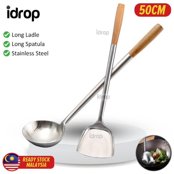 idropmy [ 50CM ] Long Stainless Steel Wok Spatula & Ladle / Senduk ...