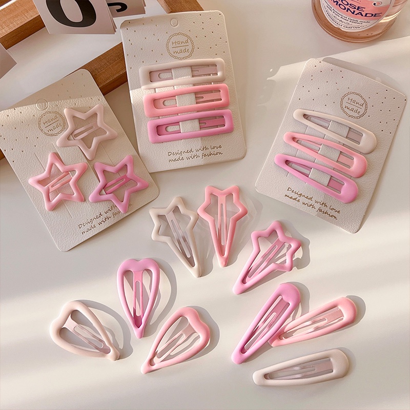 Pink Star Small Hair Clip Female Summer Side Broken Hair Word Clip ...