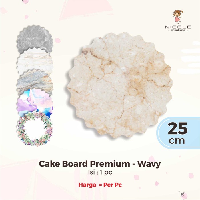 Cake Board/Cake Coaster/Cake Mat/Cake Bottom Premium Wavy 25 cm ...