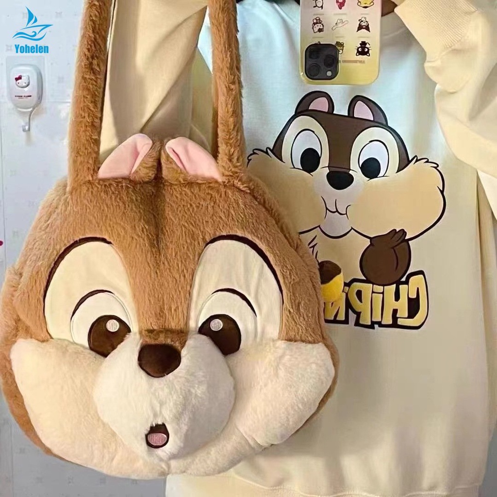 Cute squirrel plush large capacity handbag 2023 new personality cartoon ...