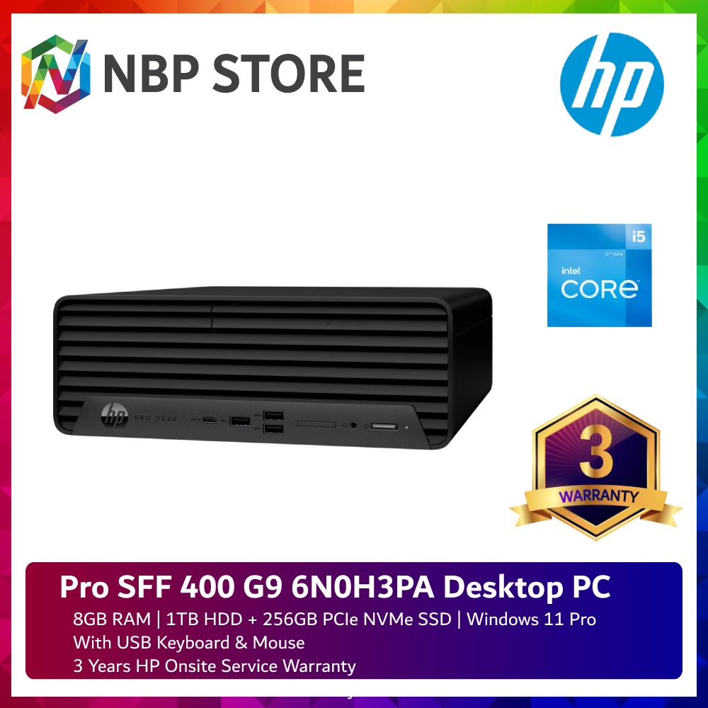 HP Pro SFF 400 G9 6N0H3PA Desktop PC Black ( I5-12500, 8GB, 1TB+ 256GB ...