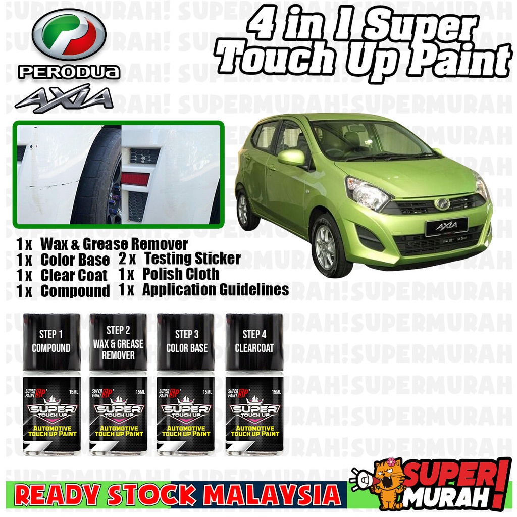 4in1 Touch Up Combo Set PERODUA AXIA Touch Up Paint Scratch Removal ...