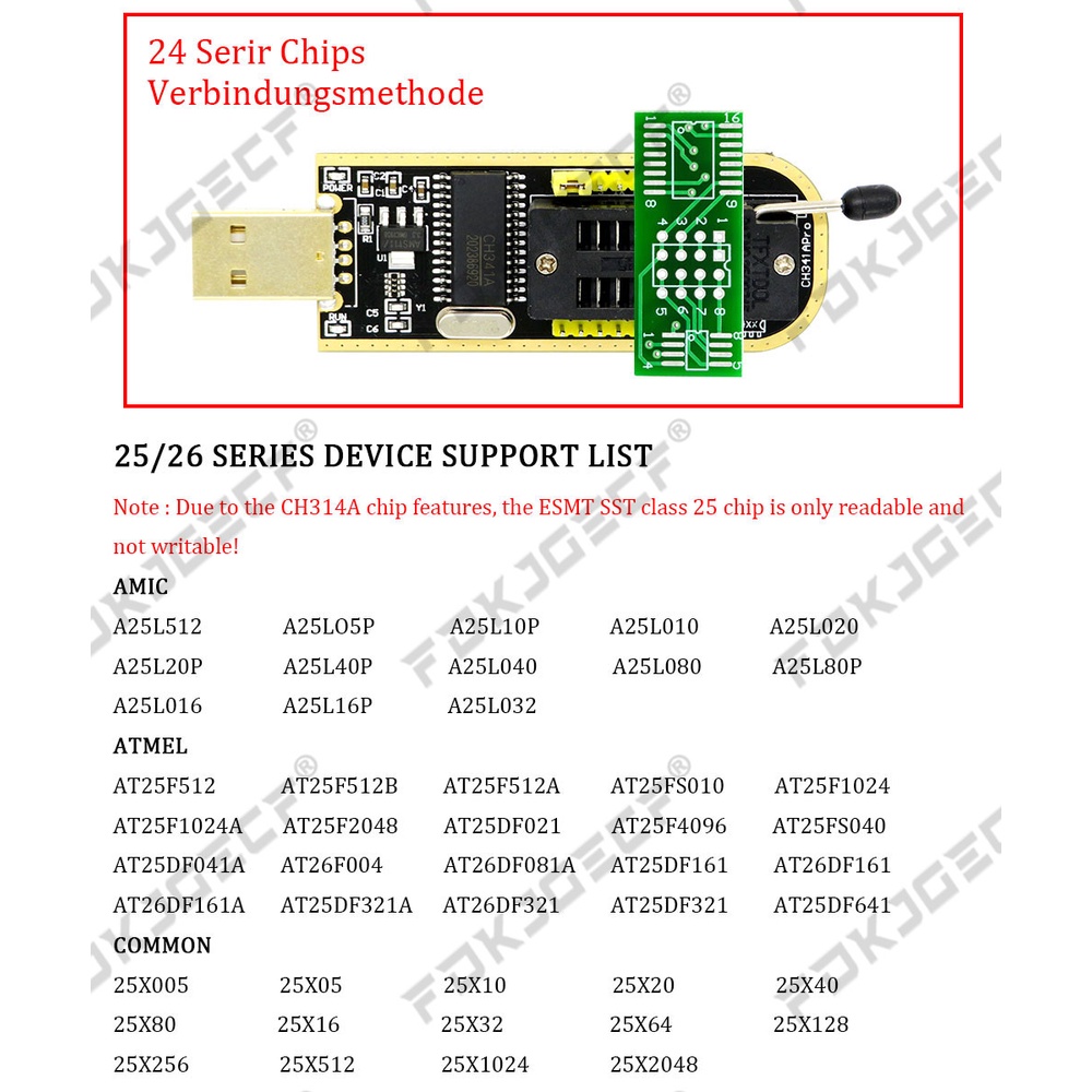 CH341A Programmer adapter+SOIC8 adapter+ SOP8 clip with cable+1.8V ...