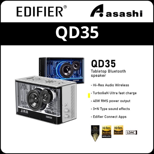 Edifier QD35 Tabletop Bluetooth Speaker | 35W GaN charger | AUX In ...