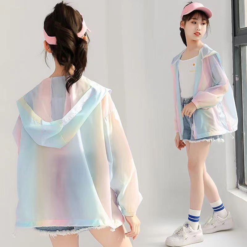 Rainbow Sunscreen Clothing Girls Ice Silk Sunscreen Children Girls ...