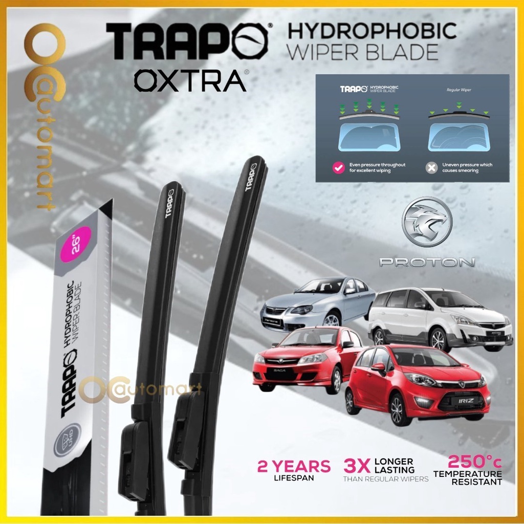 Trapo Hydrophobic Proton Car Wiper Blades (1 Sets) Wira Iswara Iriz X50 ...