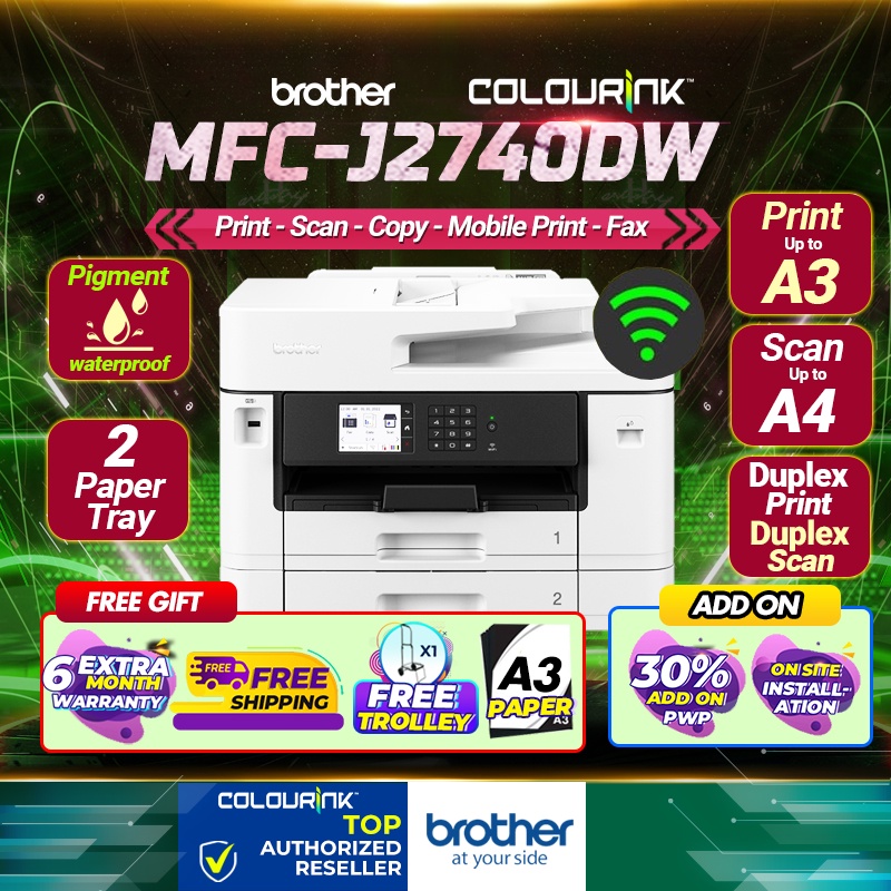 Brother MFC-J2740DW A3 Print A4 Scan Copy Colour Inkjet AIO Printer Wifi Duplex ADF MFC-J2730DW ...