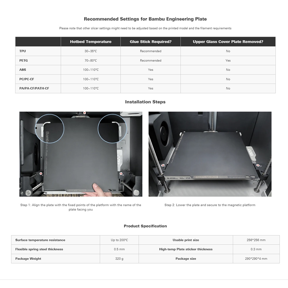 Bambu Lab X1 Series & P1P Bambu High Temperature Plate PEI for 3D ...