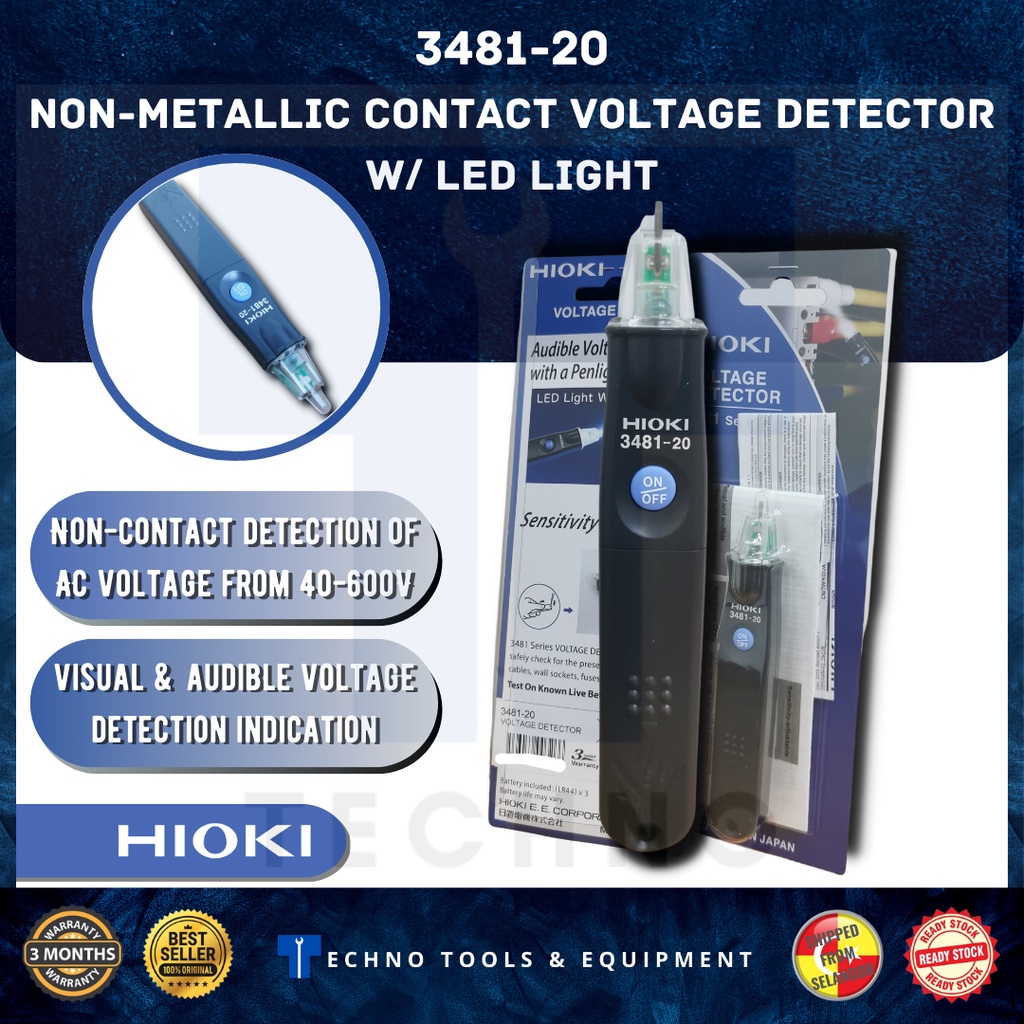 HIOKI 3481-20 Non-Metallic Contact Voltage Detector w/ LED Light | Shopee Malaysia