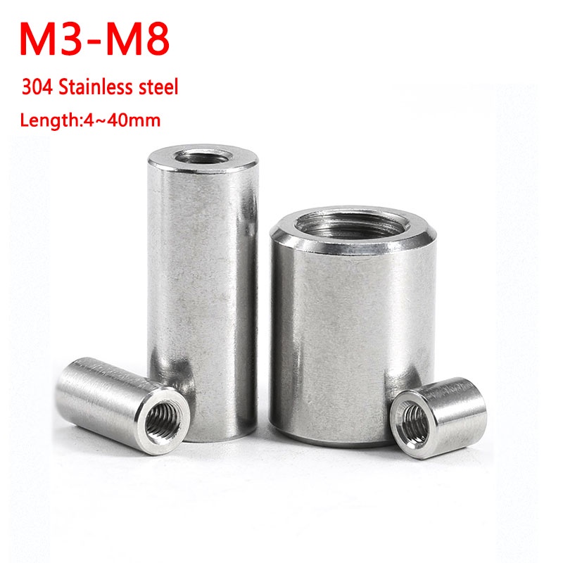 Long Round Connecting Nut M3 M4 M5 M6 M8 304 Stainless Steel Extend Long Lengthen Round Coupling ...