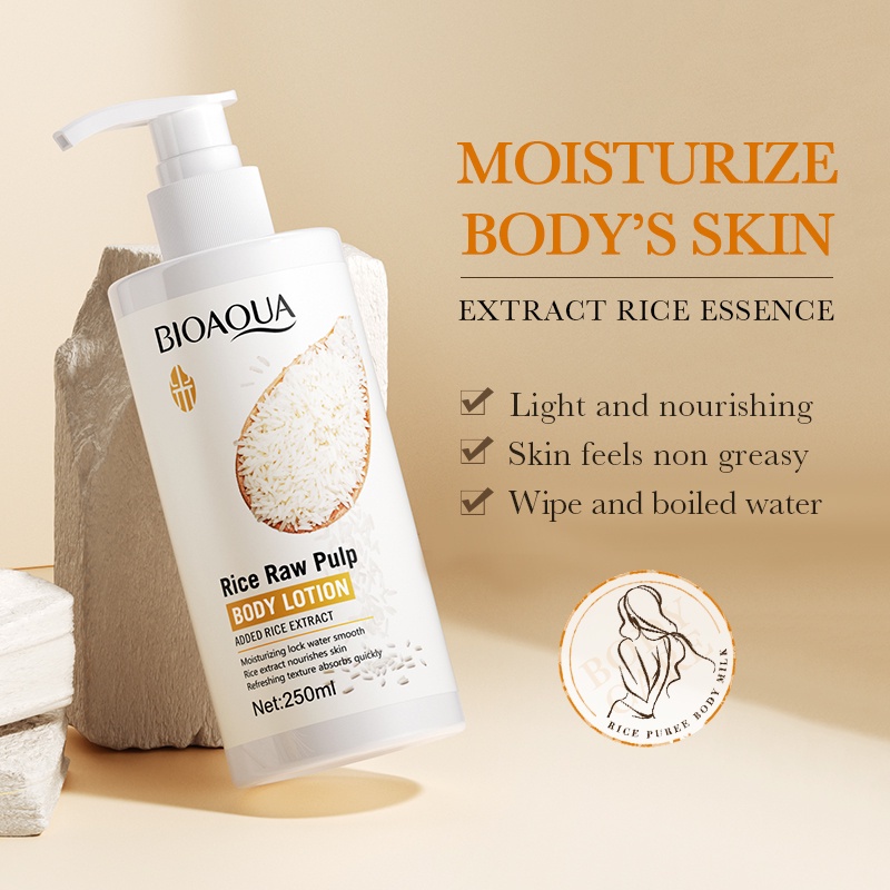 Bioaqua Rice Raw Pulp Body Lotion Moisturizing Lotion Brightening Body