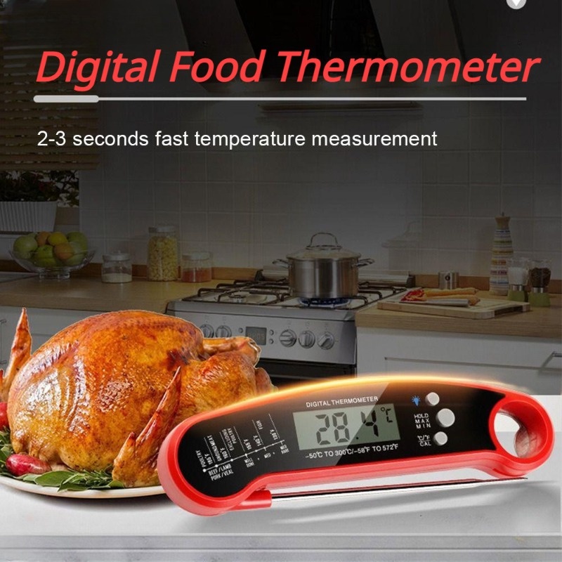 Folding Food Thermometer Meat BBQ Cooking Temperature Digital LCD ...