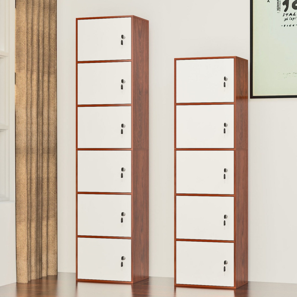 Bookcase with Lock Bookshelf with Door Floor Storage Storage Cabinet ...