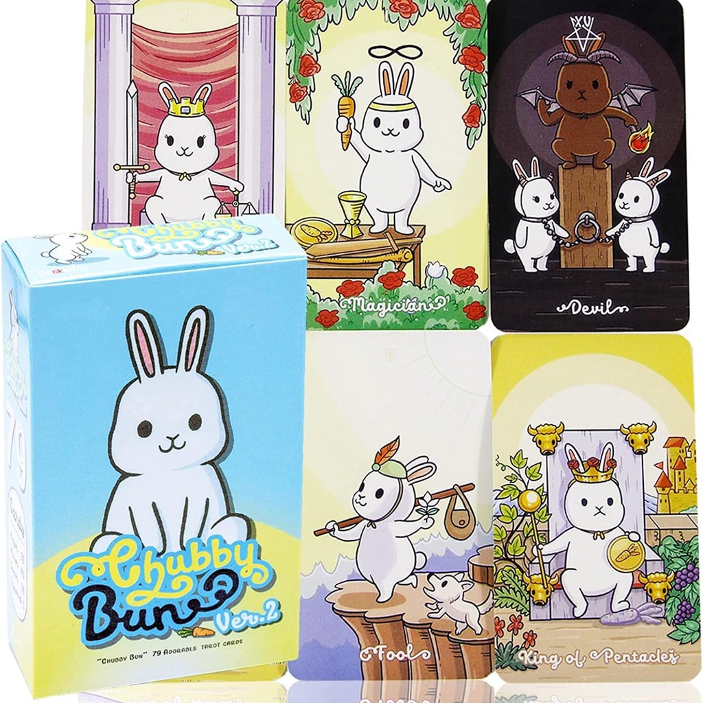 12*7cm Chubby Bun Rabbit Tarot Deck 79 Adorable Tarot Cards for ...