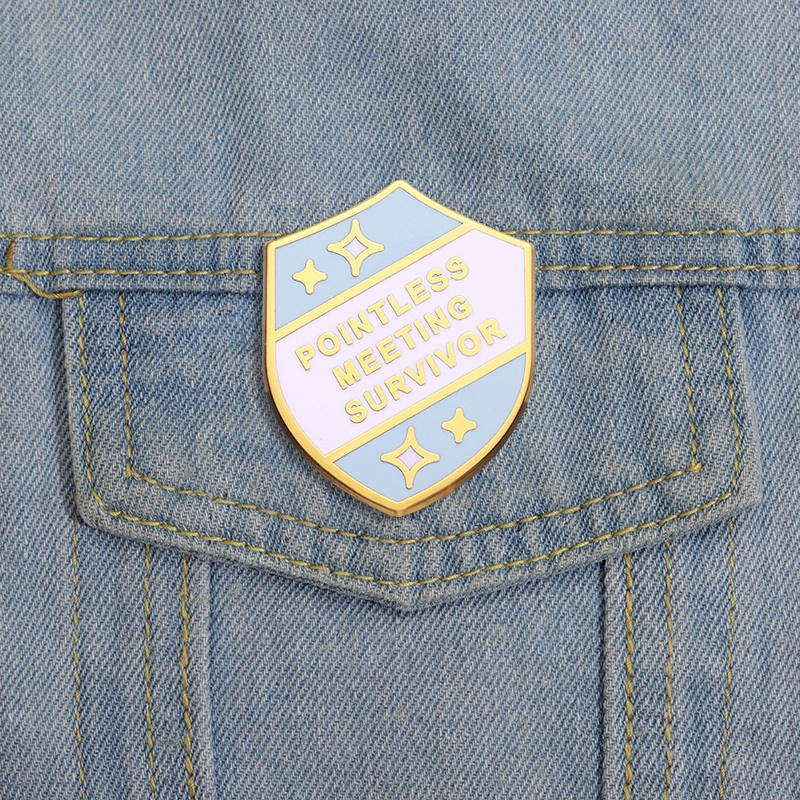 Creative Fun English Words Enamel Lapel Pins Pointless Meeting Survivor ...