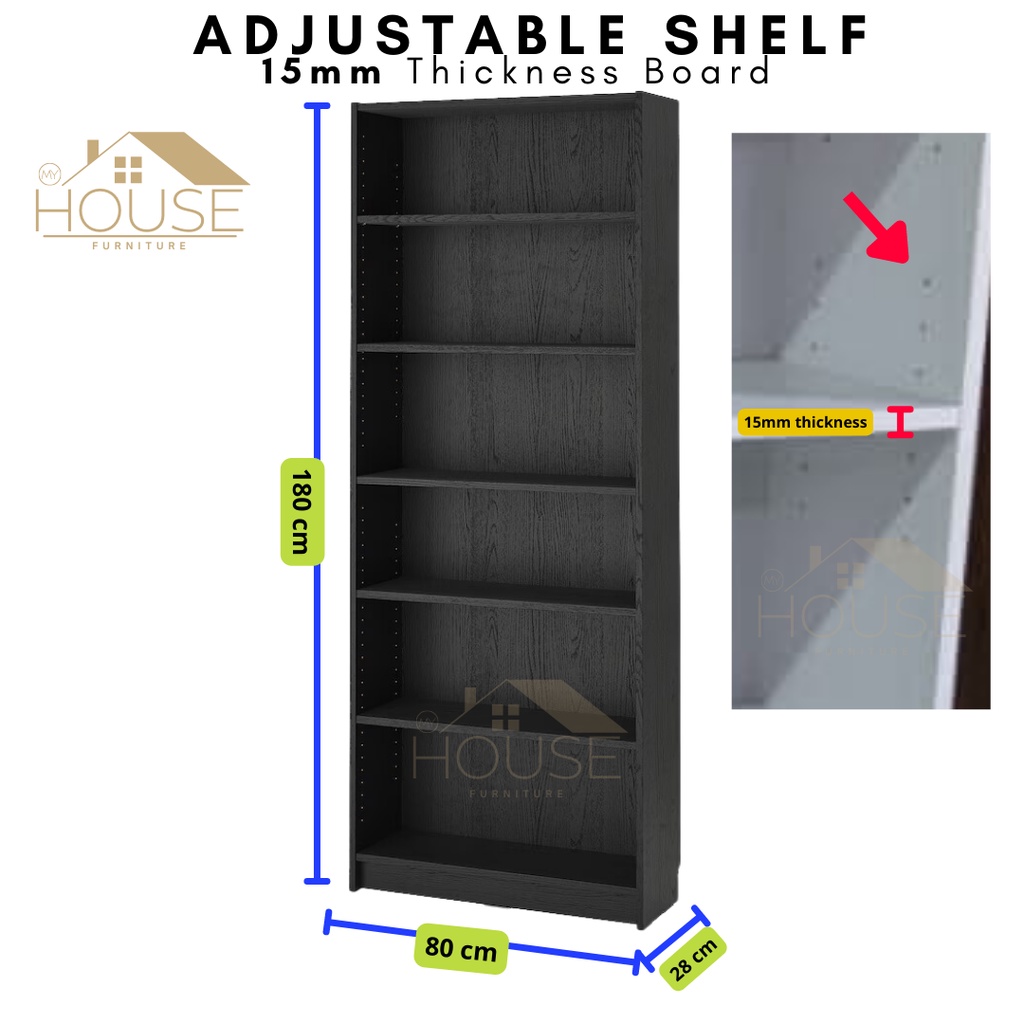 MYHOUSE Furniture 6 Tier Billy Ikea Bookshelf Rak Buku Tinggi Almari ...