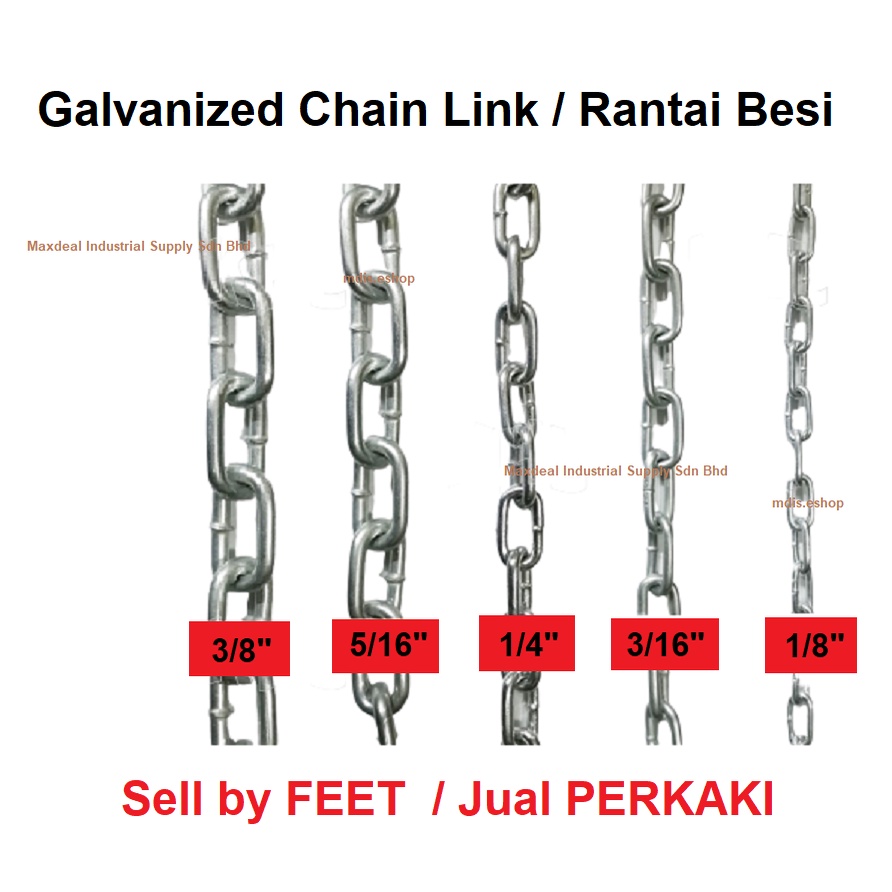 Galvanized Chain Link / Rantai Besi / Sell by FEET / Jual PERKAKI ...