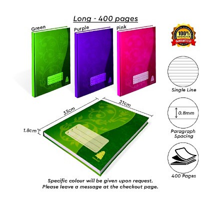 Greenhill F4 (400pgs) Hard Cover Foolscap Book / Buku Log Panjang Kulit ...