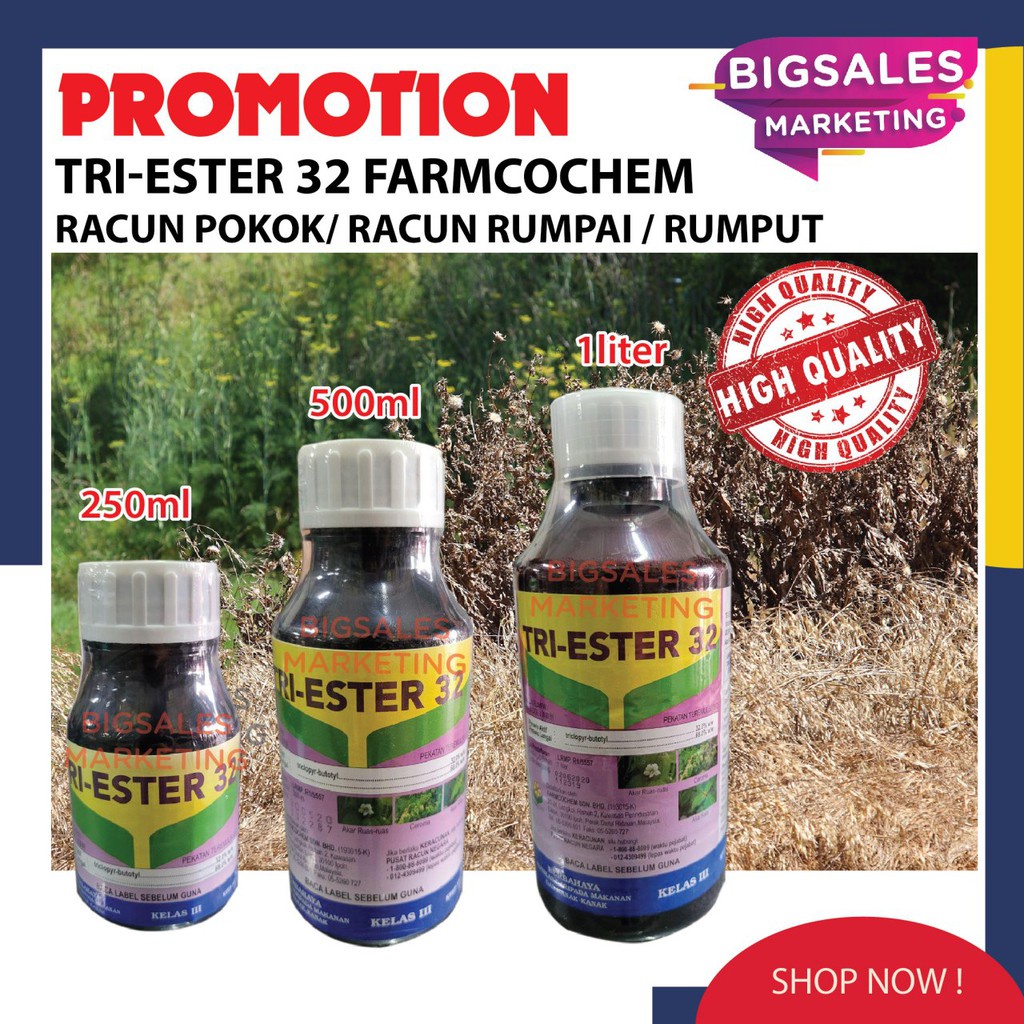 Tri Ester Triclopyr-butotyl 32% / Tri-Ester Racun Rumput Pokok | Shopee ...