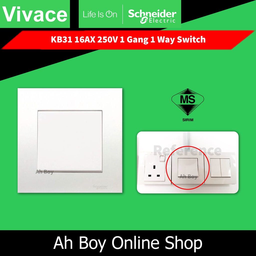 Schneider Vivace White KB31/1 16AX 250V 1 Gang 1 Way Switch Socket ...