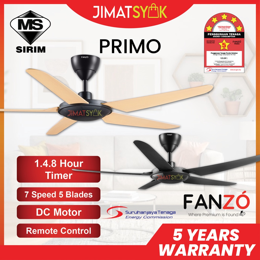FANZÓ Fan FANZO PRIMO Fan 56Inch 5 Blades DC Motor With 7 Speed Remote ...