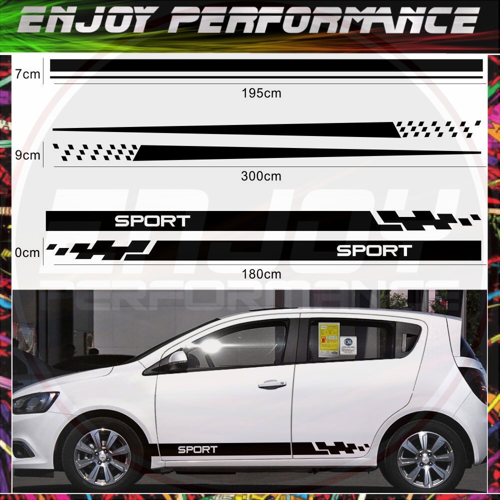 2pcs Car Stickers Auto Vinyl Film Wrap Both Side Stripes Decoration ...