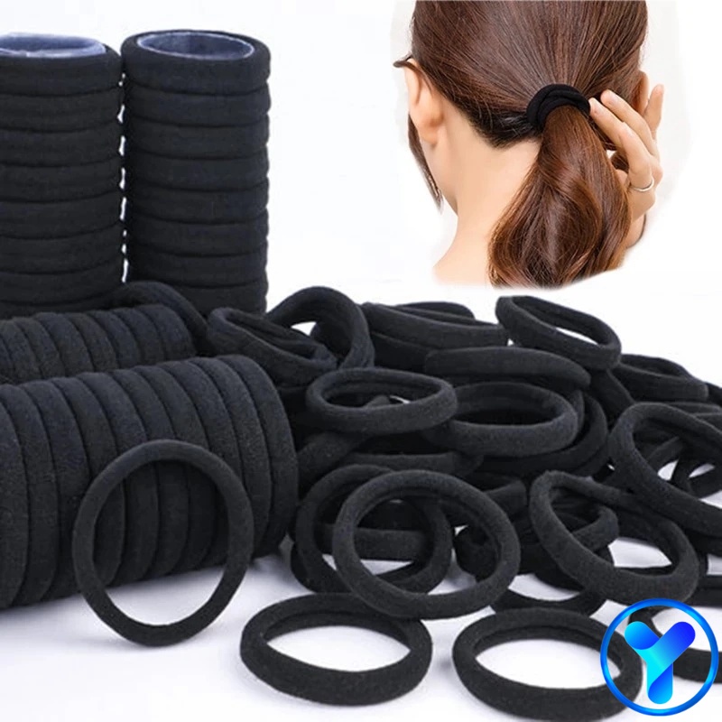 YAP 10pcs Simple Basic Black Hair Bands Women Girls High Elastic Rubber ...