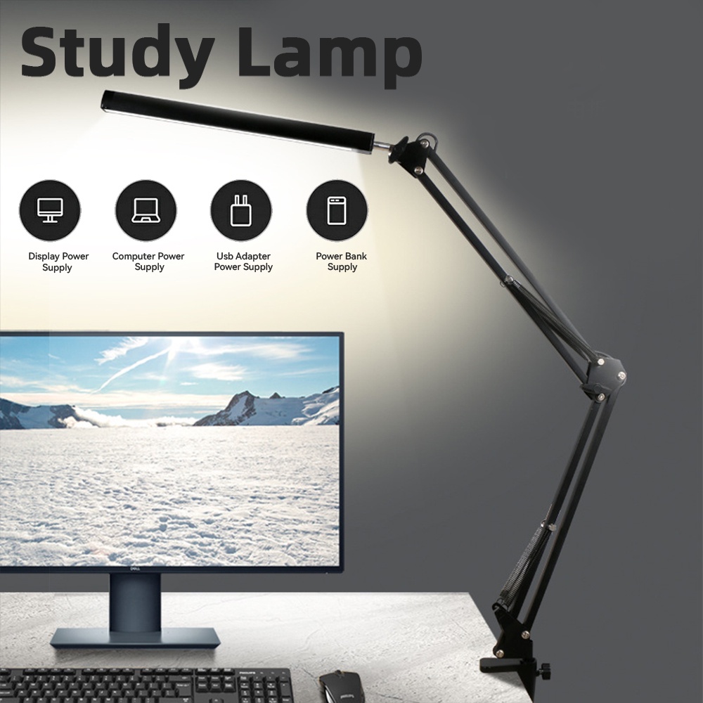 LED Desk Table Lamp with Rotatable Clamp 3 Light Colors Home Decor Eye ...