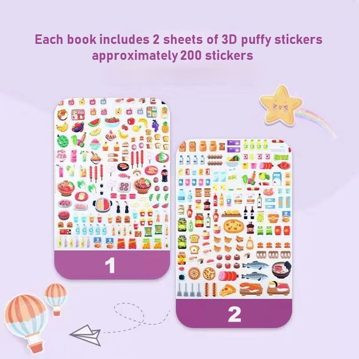 3D Puffy Sticker Activity Book For Kids Early Learning Educational Toys ...