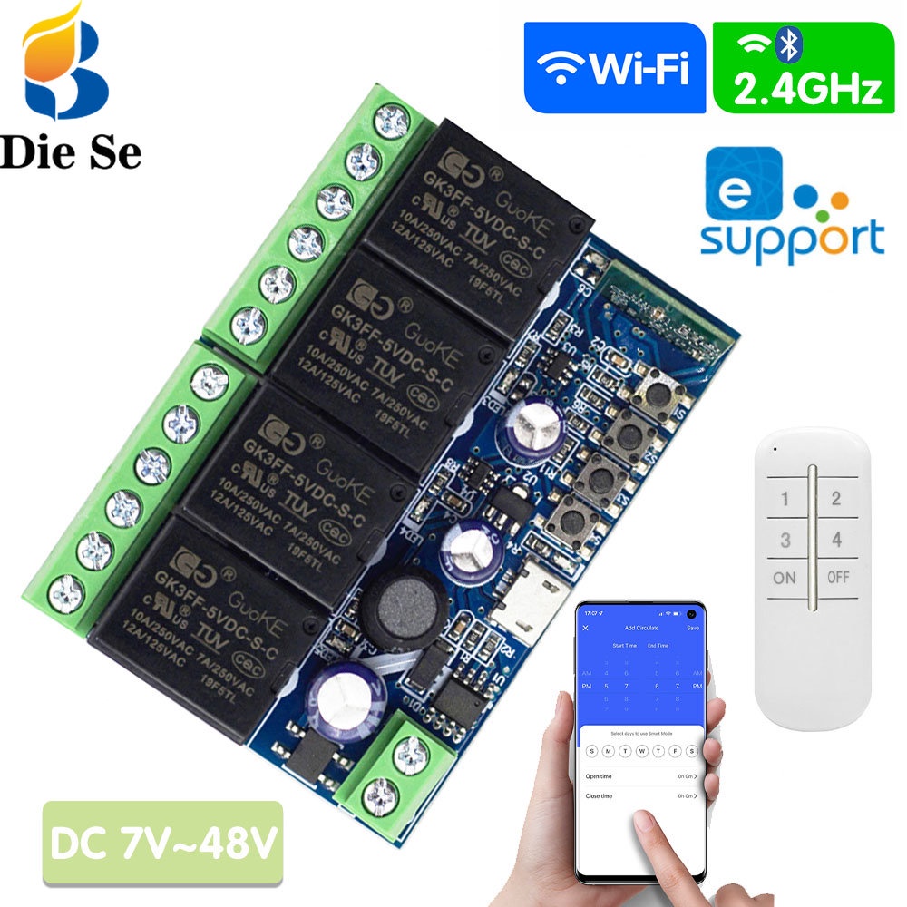 EWeLink WIFI Smart Module Switch DC 12V 24V 48V 4 Channel Relay ...