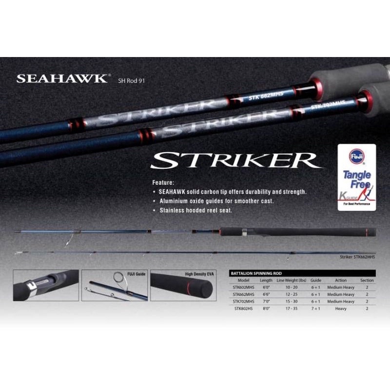 SEAHAWK STRIKER SPINNING ROD 602/662/702 FISHING ROD | Shopee Malaysia